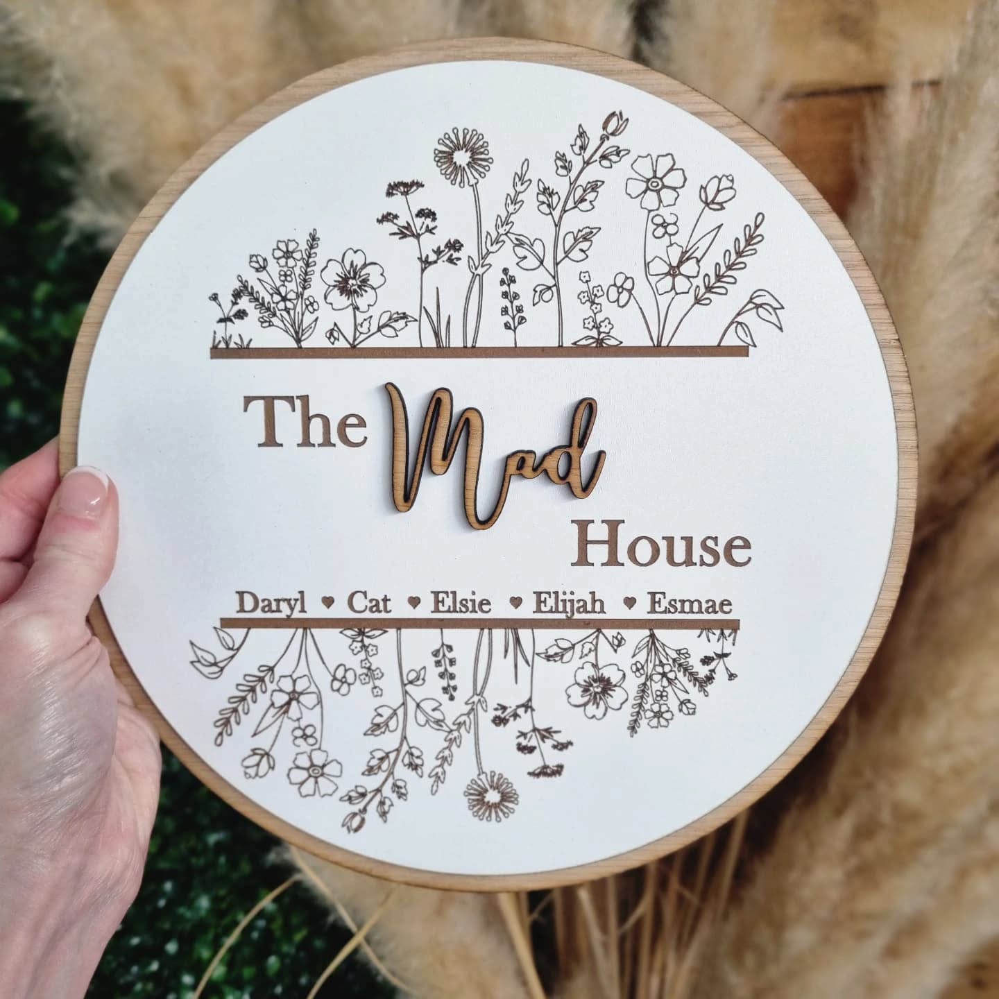Personalised The Mad House Botanical Oak Sign – The Little Red Hut