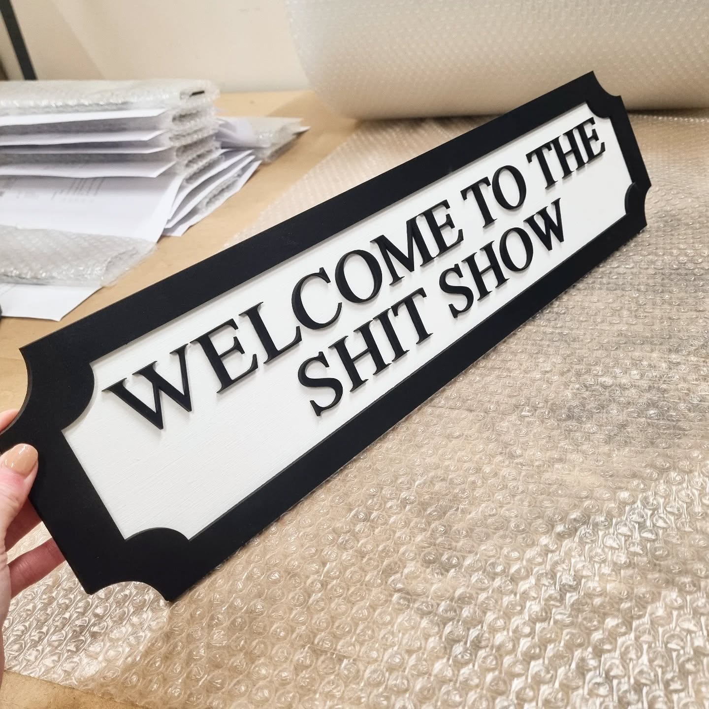 Welcome to the shit show 3D Train/Street Sign – The Little Red Hut