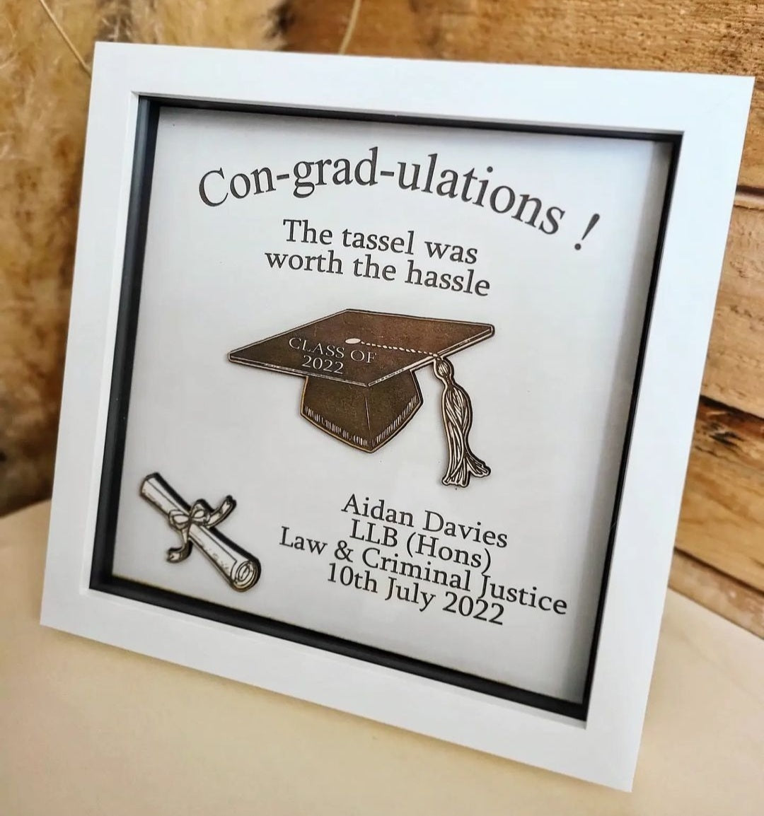 3D Cap & Scroll Graduation Glass Box Frame – The Little Red Hut